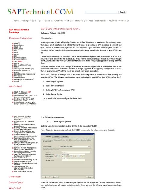 Sap Bods Integration Using Idocs Pdf Areas Of Computer Science