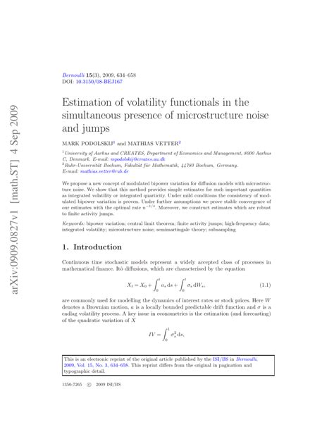 pdf estimation of volatility functionals in the simultaneous presence