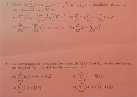 Solved 1 Recall That I N 1 One Statement That Is True