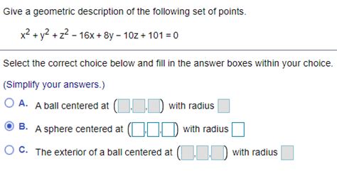 Solved Give A Geometric Description Of The Following Set Of Chegg