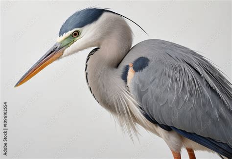 Standard Heron Right Side View Full Figure Visible Flat White