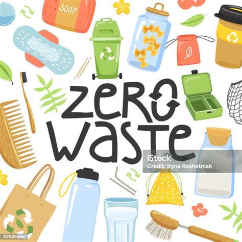 생태 개념 다양 한 에코 개체의 집합입니다 세련 된 타이포그래피 슬로건 디자인 제로 폐기물 표지판 0에 대한 스톡 벡터 아트 및 기타 이미지 Istock