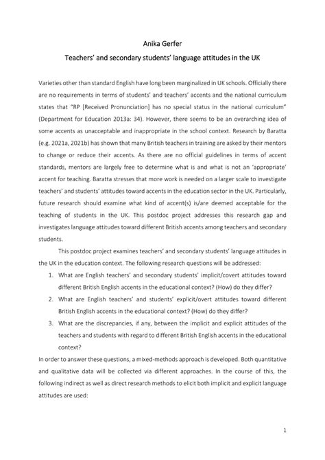 Pdf Postdoc Project Proposal