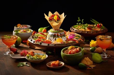 Premium Ai Image Fusion Fiesta Table Adorned With Variety Of Dishes