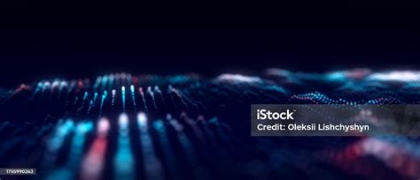 입자와 선의 음악 파동 빅 데이터 시각화 역동적인 물결이 있는 추상적인 파란색 배경입니다 3d 렌더링 데이터에 대한 스톡 벡터 아트 및 기타 이미지 Istock