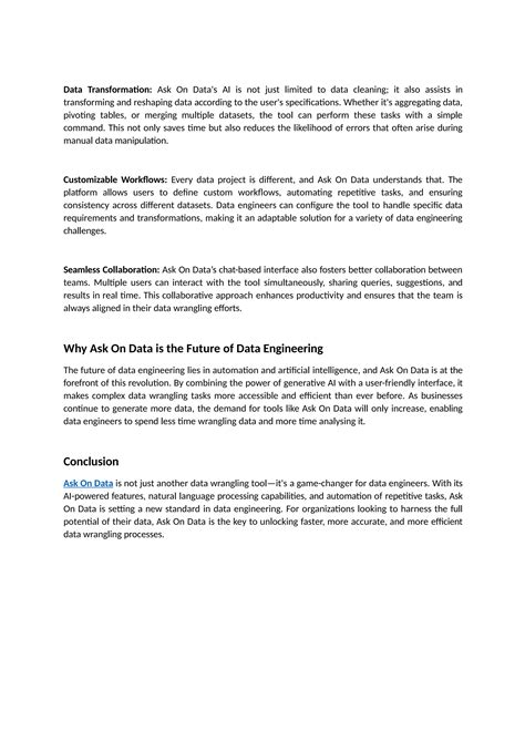 Revolutionizing Data Wrangling With Ask On Data Pptx