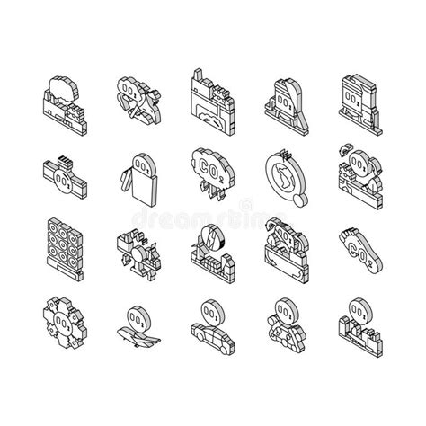 Carbon Capture Co2 Storage Isometric Icons Set Vector Stock Vector