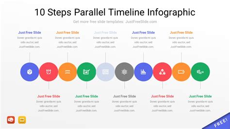 10 Steps Parallel Timeline Infographic Just Free Slide