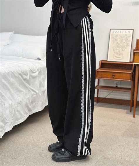 디빈 당일배송 레이스 조거 와이드 트랙 트레이닝 밴딩 봄 팬츠
