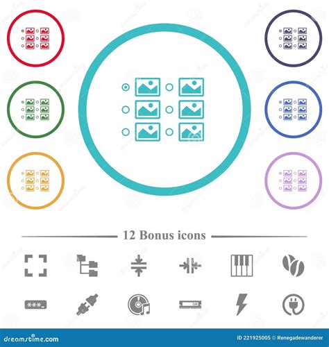 single image selection with radio buttons flat color icons in circle