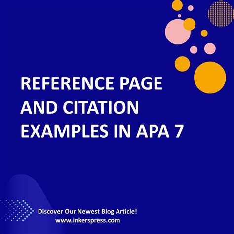 Reference Page And Citation Examples In APA Inkerspress