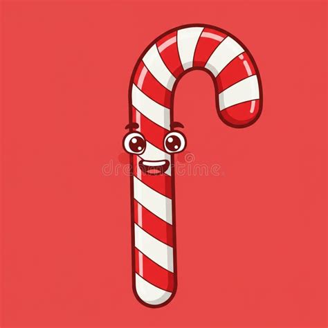 Candy Cane Cartoon Character On A Red Background The Candy Stock