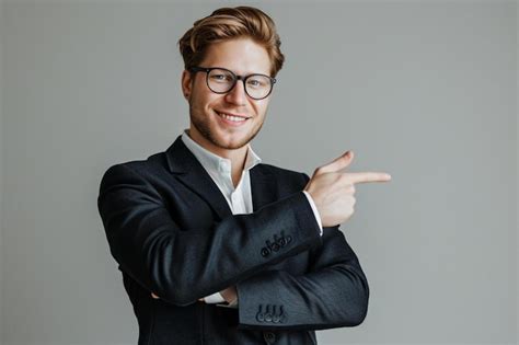 Premium Photo A Man In A Suit Pointing At Something