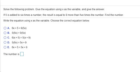 Solved Solve The Following Problem Give The Equation Using Chegg Com
