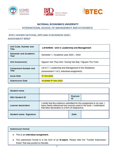 Lm A1 Assignment Brief 2023 Fall Pdf