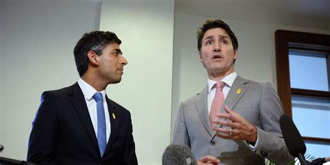 Премьер министр Великобритании Риши Сунак и премьер министр Канады Джастин Трюдо [ 654370