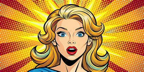 노란색과 빨간색 배경으로 놀란 여자 팝 아트 그림 팝아트 여자 얼굴 빈티지 만화 여자 놀란 여자 얼굴 배경 일러스트 및 사진 무료 다운로드 Pngtree