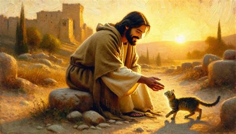 Christian Art Jesus And The Kitten Printable Download Art Of Jesus