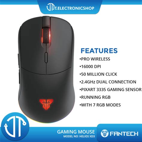 Jt Electronicshop Fantech Mouse Xd3 Helios Wireless Programmable Rgb Macro Gaming Mouse For