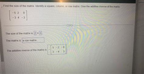 Solved Find The Size Of The Matrix Identify A Square