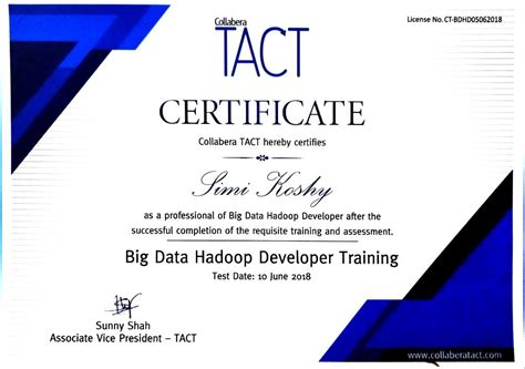 Simi Koshy On Linkedin Big Data Hadoop Developer Certification