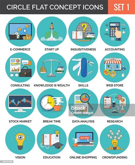 서클 색상화 컨셉입니다 아이콘 평편 디자인식 세트 1 2015년에 대한 스톡 벡터 아트 및 기타 이미지 2015년 개념 개념과 주제 Istock