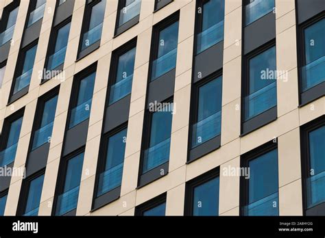 Modern Office Architecture With Regular Linear Pattern Of Similar Rectangles And Parallel Lines