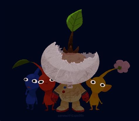Olimar Red Pikmin Yellow Pikmin Blue Pikmin And Olimin Pikmin Drawn By Azuki Anmitsuion