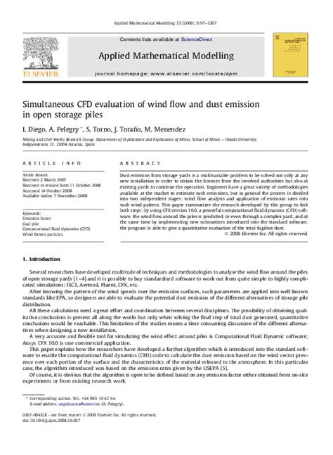 Pdf Simultaneous Cfd Evaluation Of Wind Flow And Dust Emission In Open Storage Piles