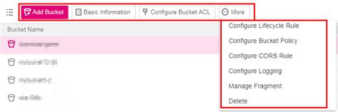 Bucket Management Methods — Object Storage Service User Guide