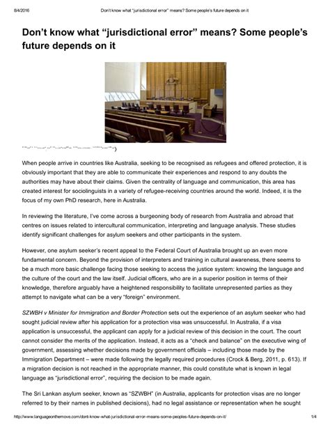 Pdf Dont Know What “jurisdictional Error” Means Some Peoples