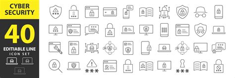 Comprehensive Set Of 40 Cyber Security Editable Stroke Icons Data Protection Spam Antivirus