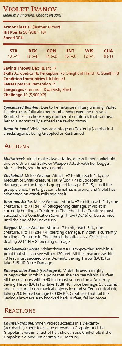 Opinions On This NPC Stat Block She Will Be A Ongoing Character That S Supposed To Help The PC