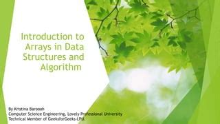 Arrays In Data Structure And Algorithm PPTX Programming Languages Computing