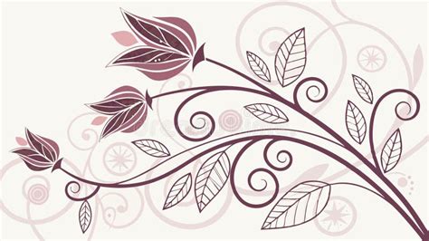 Decorative Floral Scroll Purple Flowers Design Vector Design Generative Ai Stock Vector