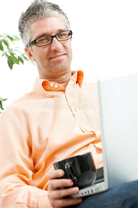 Man Browsing Internet Stock Photo Image Of Adult Browsing