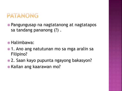 Mga Uri Ng Pangungusap Ayon Sa Gamit Pptx