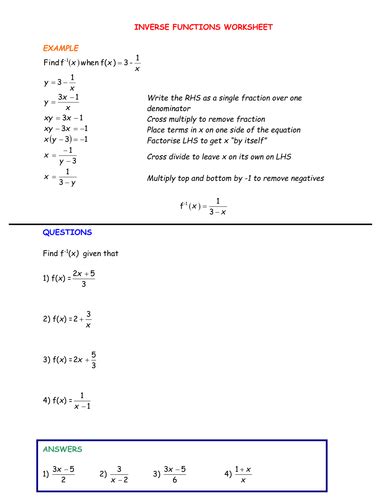 A Level Maths Composite And Inverse Functions By Srwhitehouse
