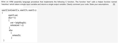 Solved Write An Arm Assembly Language Procedure That