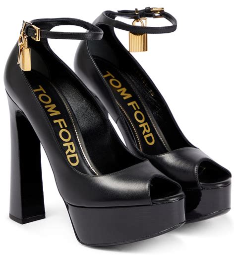 Tom Ford Padlock Platform Leather Sandals In Black Modesens
