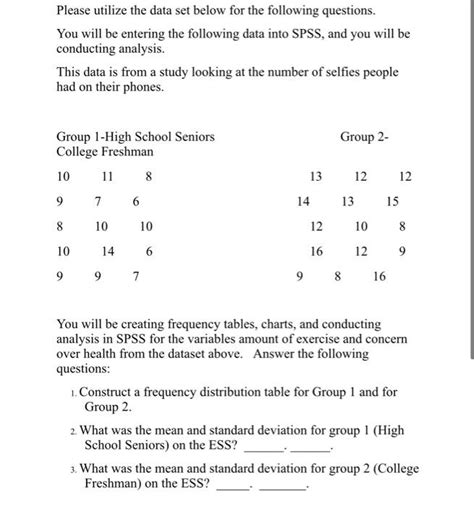 Solved Please Utilize The Data Set Below For The Following