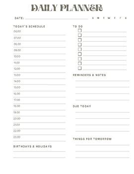 Daily Planner By The Biblio Phile TPT