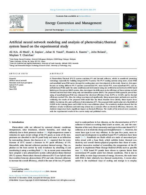 Pdf Artificial Neural Network Modeling And Analysis Of Photovoltaic