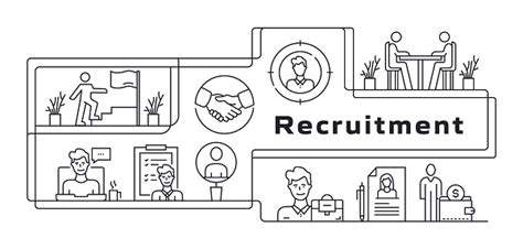 채용 아이콘이 있는 현대 라인 배너 인적 자원 직원 면접 평가 헤드 헌팅 개발에 대한 스톡 벡터 아트 및 기타 이미지 개발 검사 보기 리더십 Istock
