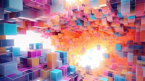 Premium Ai Image Abstract Voxel Artificial Cubes Illustration 3d