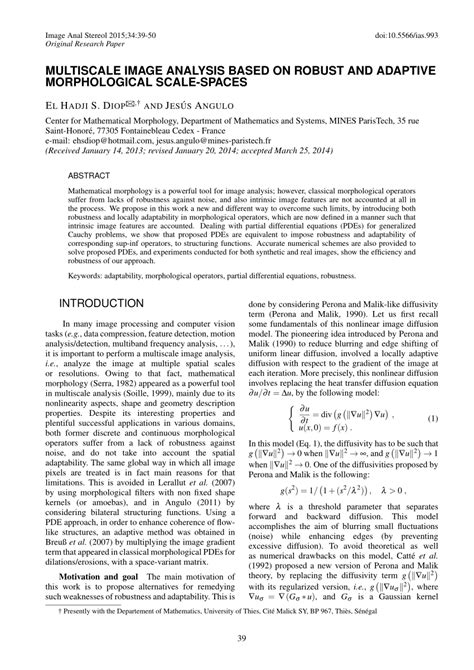 Pdf Multiscale Image Analysis Based On Robust And Adaptive
