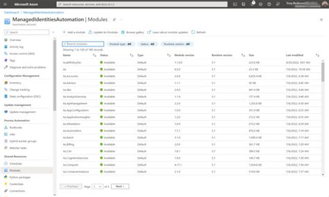 update microsoft graph sdk modules for azure automation