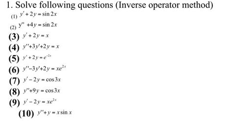 Solved 1 Solve Following Questions Inverse Operator