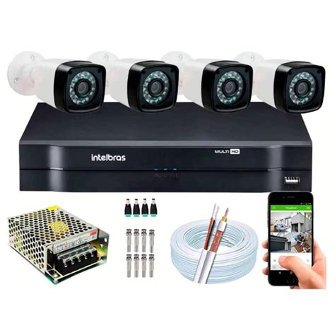 4 Câmera Kit Infravermelho Full Hd Dvr Intelbras 4ch S Hd Segurança