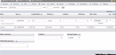 cara membuat table di cmd dan phpmyadmin menggunakan mysql blog